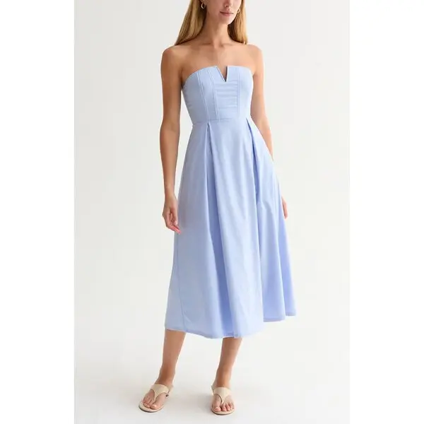 CRESCENT V-wire Modal Blend Midi Dress - Light Blue