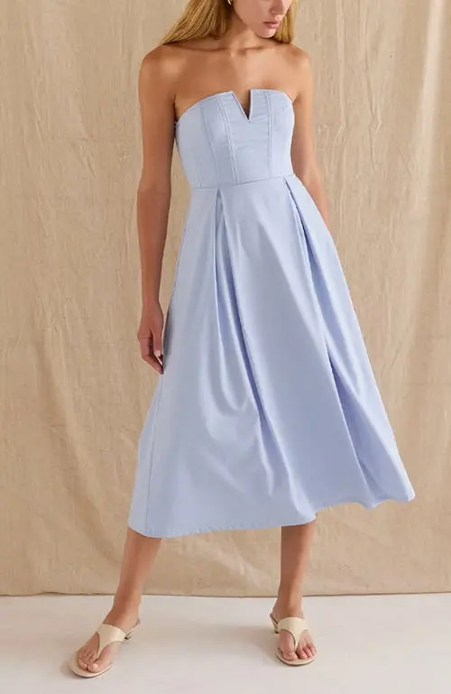 CRESCENT V-wire Modal Blend Midi Dress - Light Blue