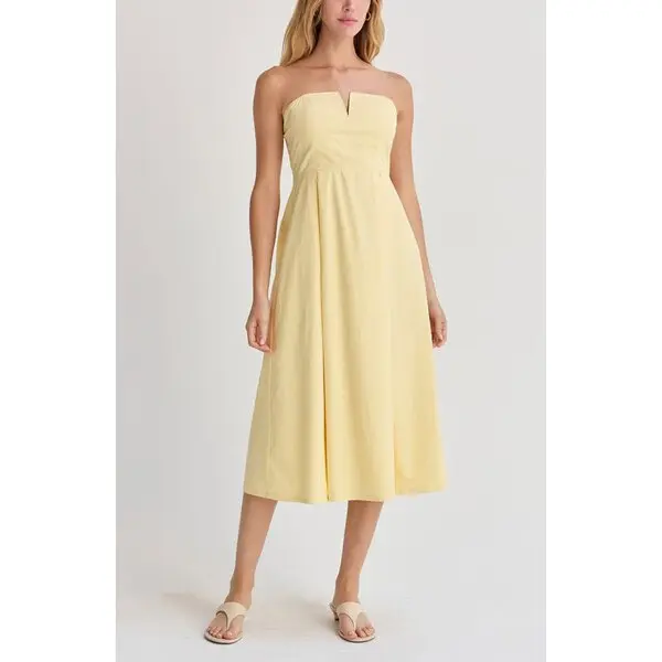 CRESCENT V-wire Modal Blend Midi Dress - Yellow