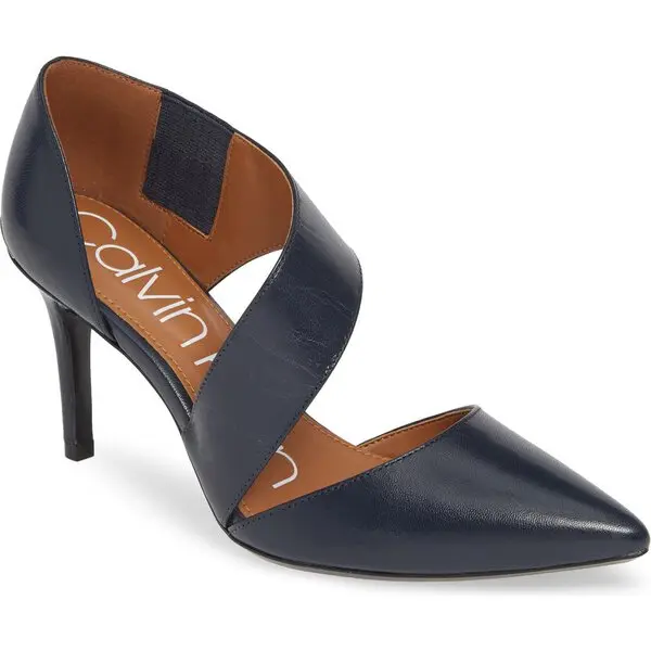 Calvin Klein Gella Pointed Toe Pump - Navy Leather