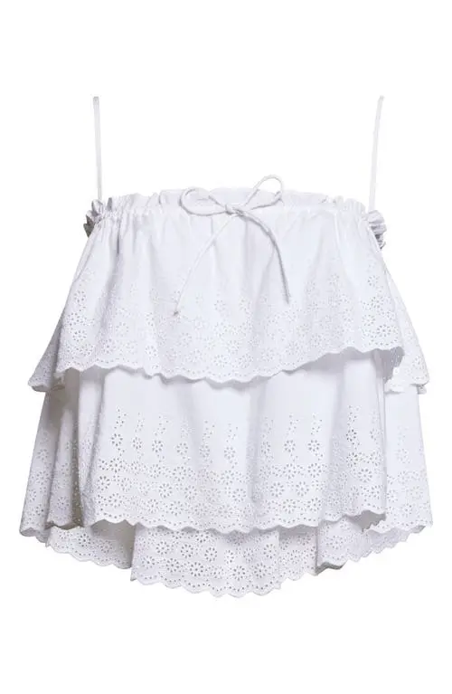 Veronica Beard Oseanna Tiered Embroidered Cotton Top - White