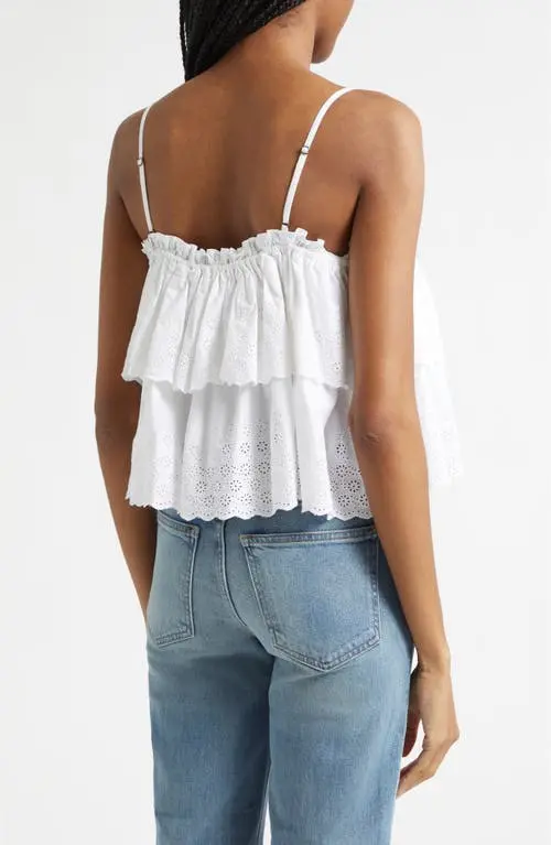 Veronica Beard Oseanna Tiered Embroidered Cotton Top