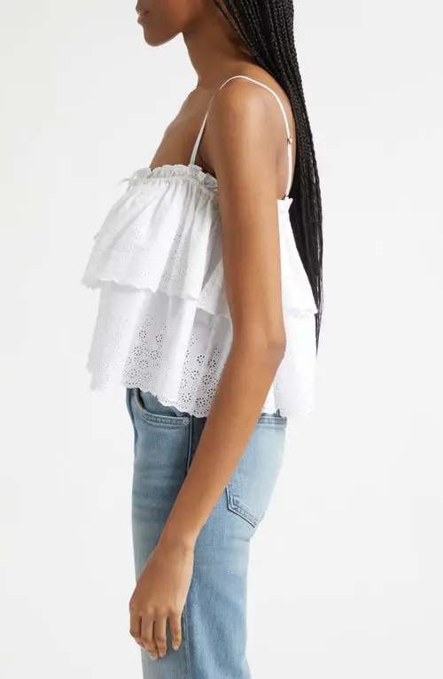 Veronica Beard Oseanna Tiered Embroidered Cotton Top