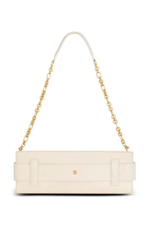Balmain Anthem Lambskin And Enamel Clutch - Beige