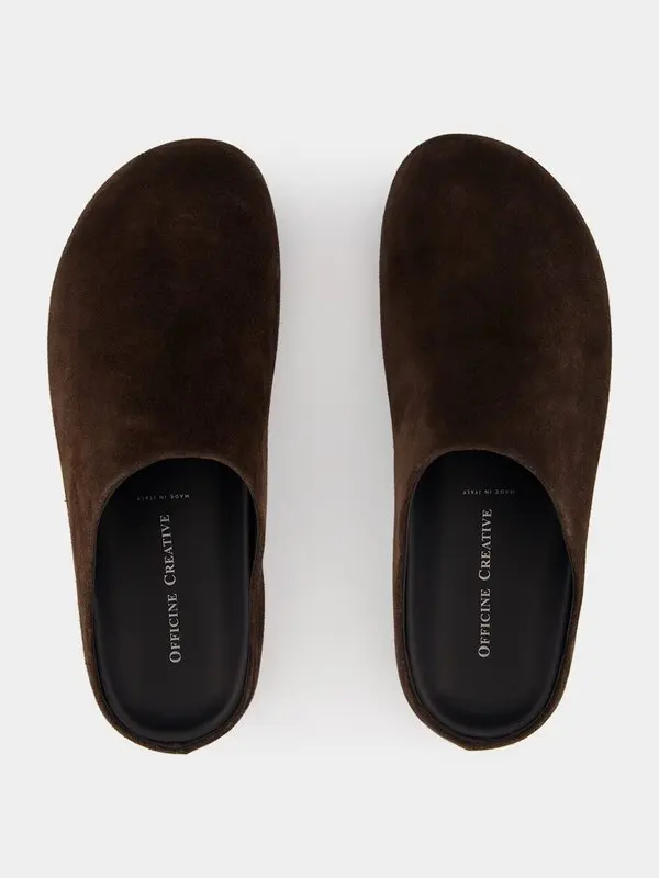 Officine Creative Babouche 001 Suede Mule Sandals - Brown