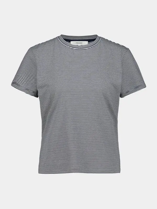 FRAME Striped Cotton Crewneck T-shirt - Blue