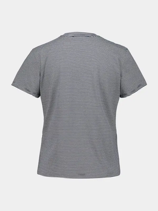 FRAME Striped Cotton Crewneck T-shirt - Blue