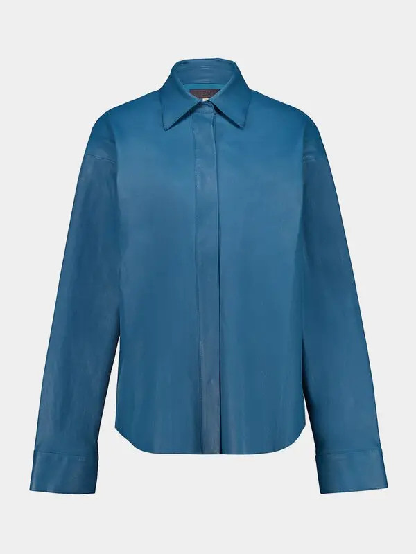 Stouls Simone Lambskin Leather Shirt - Blue