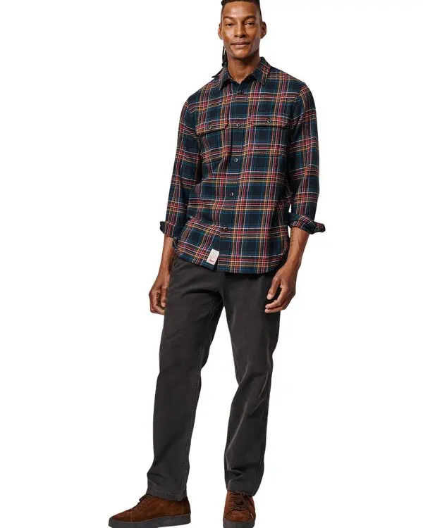 AUBIN Crowle Button Up Flannel Shirt - Black Check