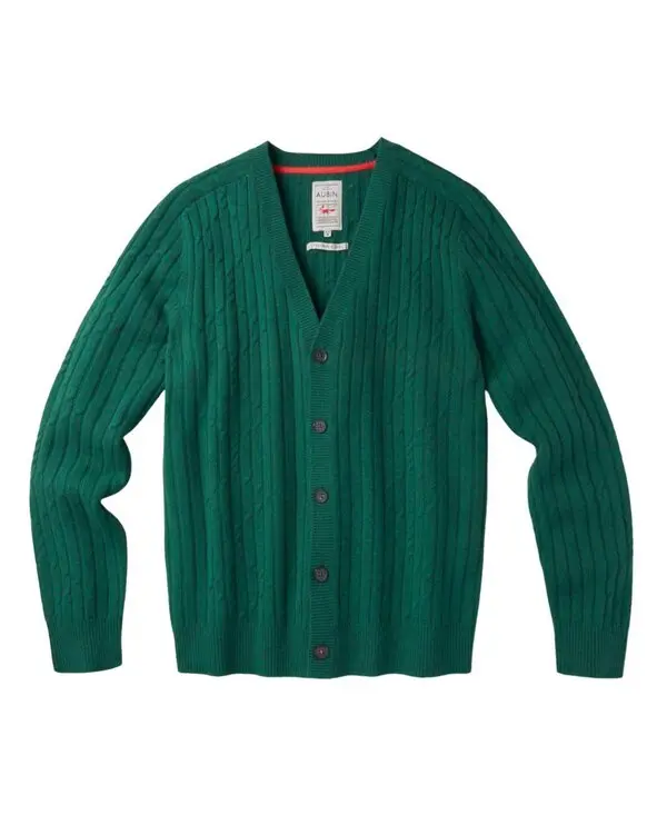 AUBIN Leonard Wool Cable Knit Cardigan
