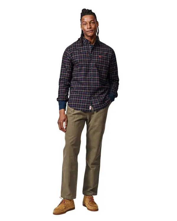 Aubin Merton Brushed Oxford Button Down Shirt - Navy Check