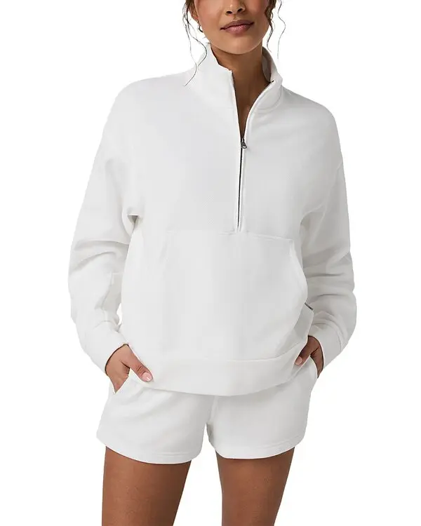 Vuori Pique Fleece Half Zip Sweatshirt - White