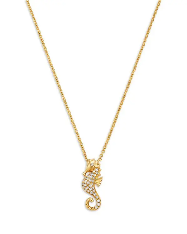 Bloomingdale'S 14k Yellow Diamond Seahorse Pendant Necklace - Gold