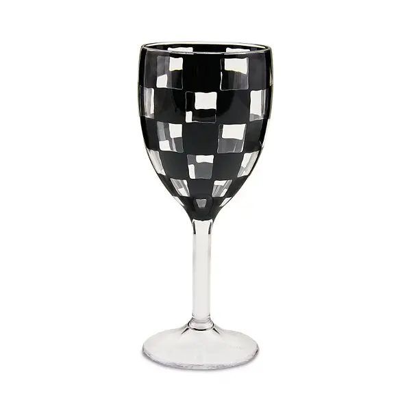 MACKENZIE-CHILDS Check Acrylic Wine Goblets, Set Of 4 - Black