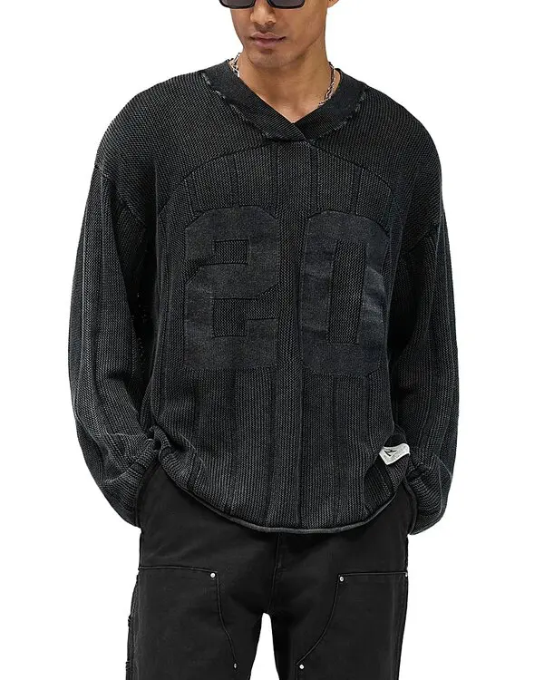 REPRESENT Knitted Varsity Jersey Sweater - Grey