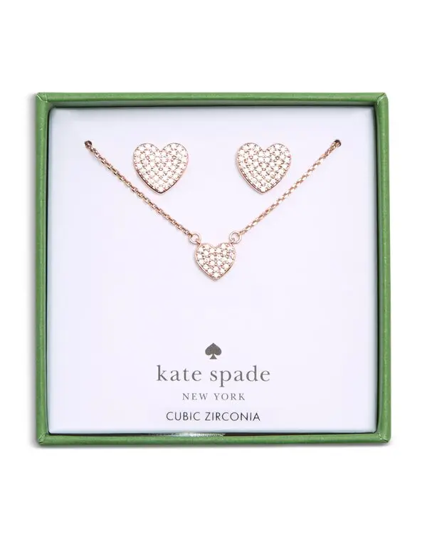 Kate Spade New York Pave Mini Pendant And Stud Earrings Box Set