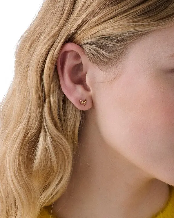 Kate Spade New York Girlie Pearlie Mini Bow Stud Earrings - Gold