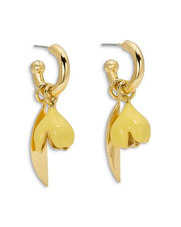 Kate Spade New York Golden Bloom Flower Charm Hoop Earrings - Yellow
