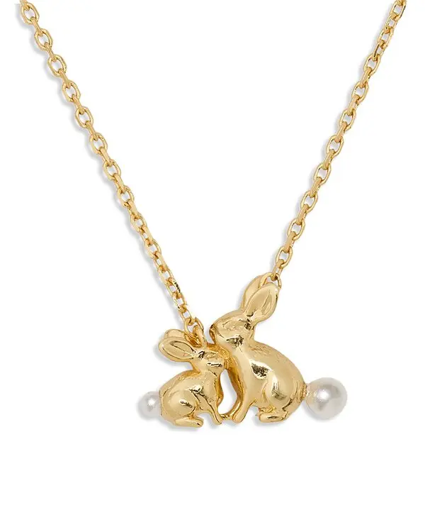 Kate Spade New York Love You, Mom Imitation Pearl Bunny Pendant Necklace - Gold