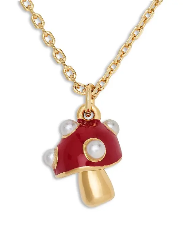Kate Spade New York Imitation Pearl Mushroom Pendant Necklace - Red Multi