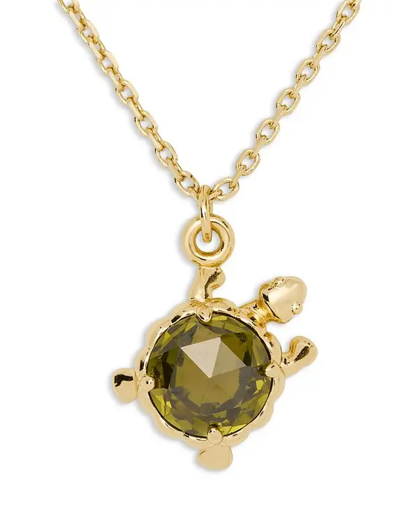 Kate Spade New York Secret Garden Cubic Zirconia Turtle Pendant Necklace - Green