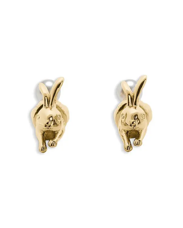 Kate Spade New York Secret Garden Imitation Pearl Bunny Earrings - Cream/gold