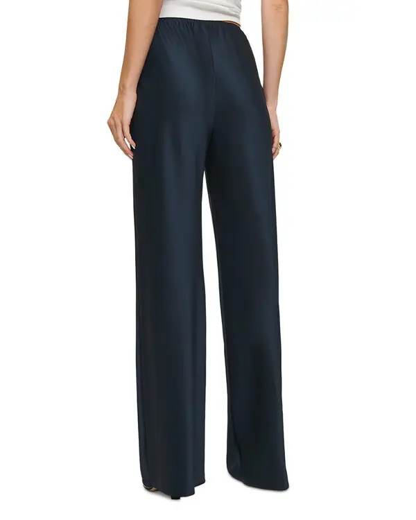 REFORMATION Gale Satin Wide Leg Pants - Midnight