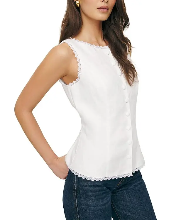 REFORMATION Amela Linen Top - White