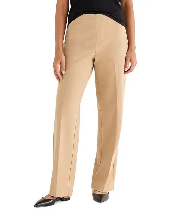 NIC+ZOE Lenox Wide-leg Stretch Twill Pants - Jute