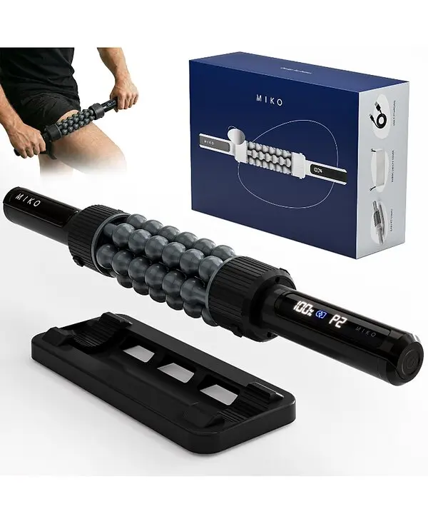 MIKO Swift Hands-free Rolling Percussive Massager For Muscle Recovery, Tension Relief, And Relaxation - Black