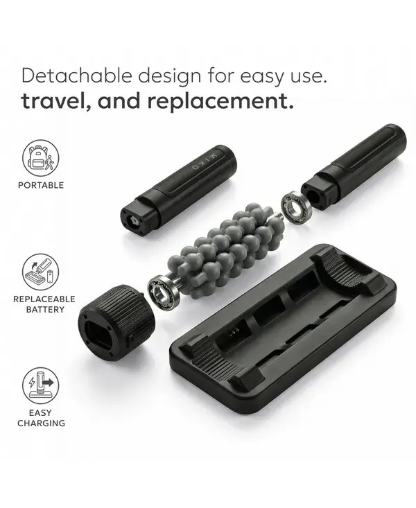 MIKO Swift Hands-free Rolling Percussive Massager For Muscle Recovery, Tension Relief, And Relaxation - Black