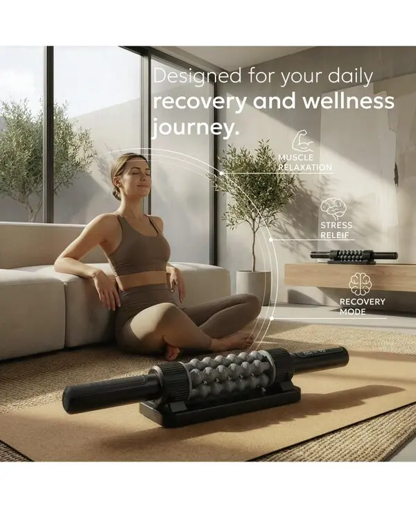 MIKO Swift Hands-free Rolling Percussive Massager For Muscle Recovery, Tension Relief, And Relaxation - Black