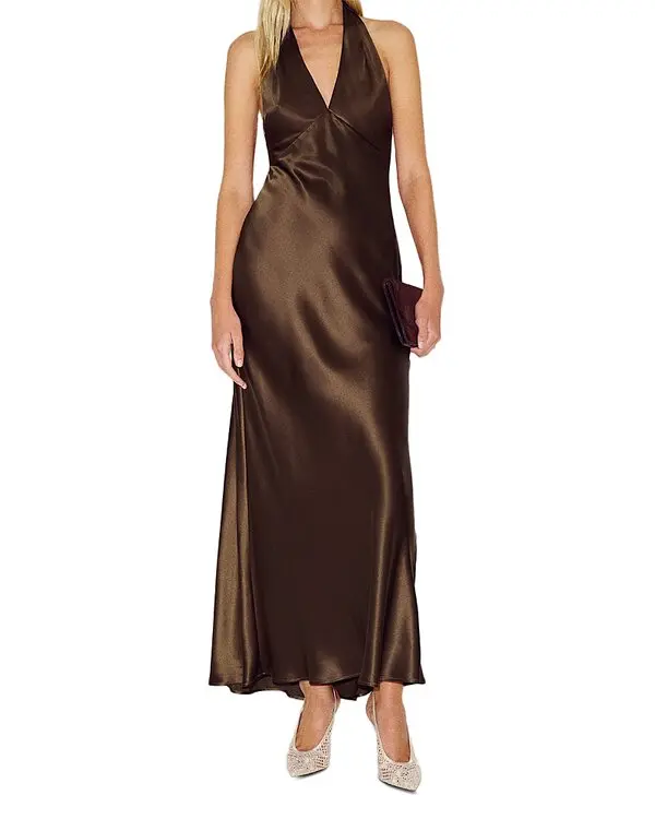 REFORMATION Daniela Silk Maxi Dress - Pinecone
