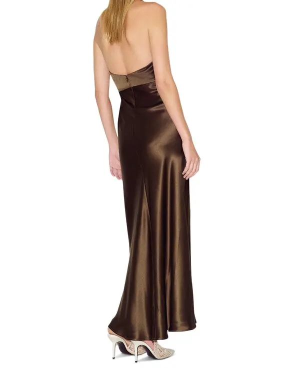 REFORMATION Daniela Silk Maxi Dress - Pinecone
