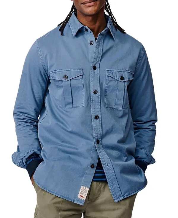 AUBIN Long Sleeve Cole Twill Overshirt - Blue
