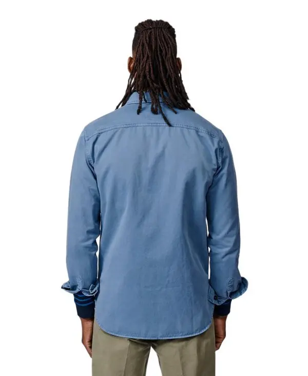 AUBIN Long Sleeve Cole Twill Overshirt - Blue