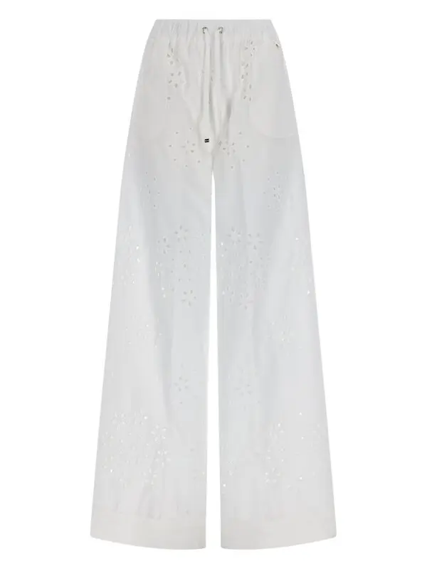 Herno Pantalone Traforato Con Ricamo Sangallo - White