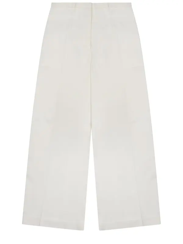Alberta Ferretti Pantalone In Twill Di Viscosa - White