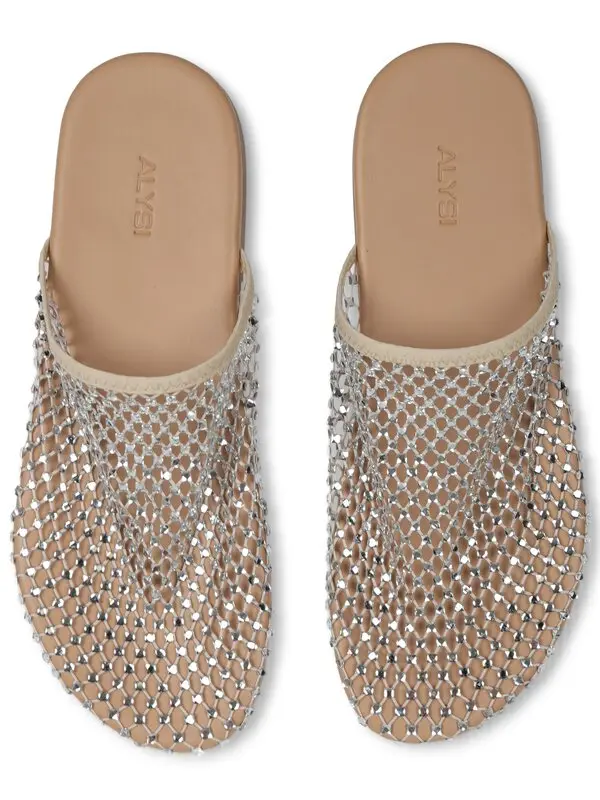 ALYSI Strass Embellished Mules - Silver