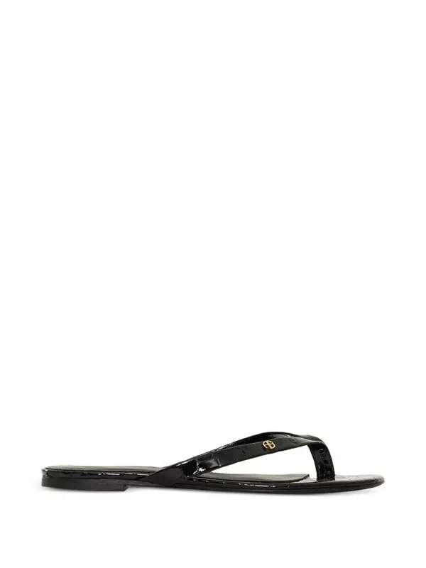 ANINE BING Noelle Croc-embossed Flat Sandals - Black