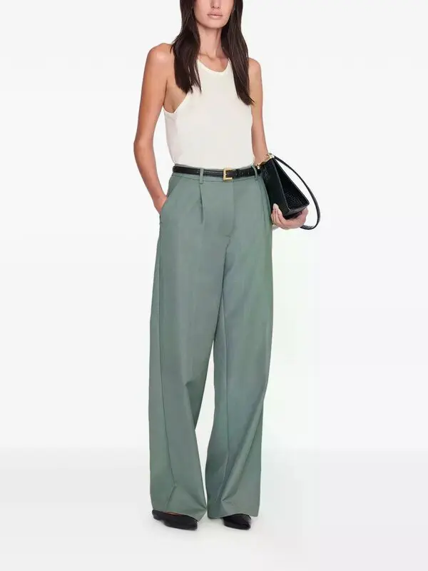 ANINE BING Trent Pleated Trousers - Green