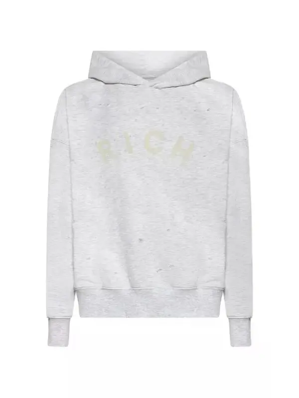John Richmond Distressed Hoodie - Grey