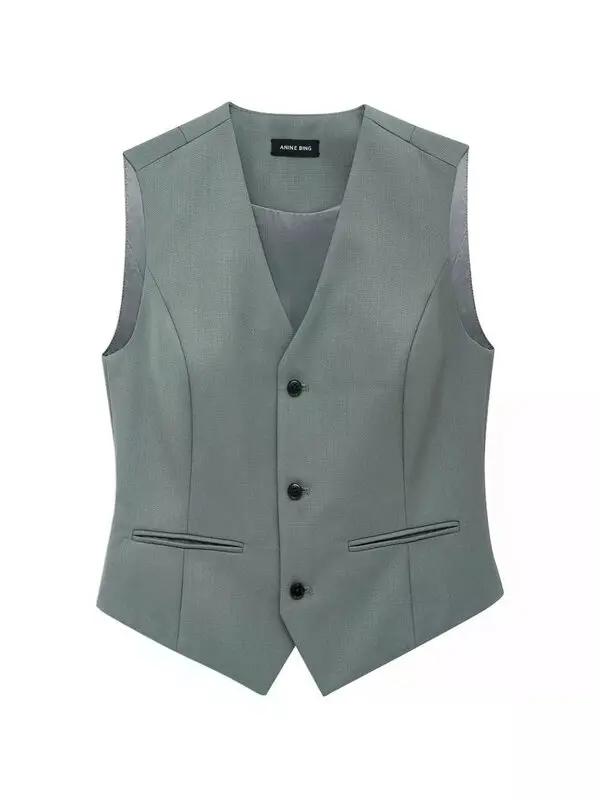 ANINE BING Mario Buttoned Vest - Green