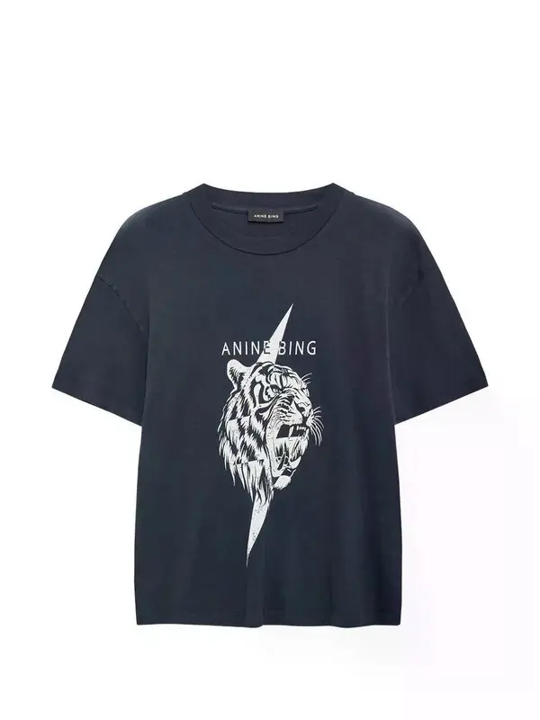 ANINE BING Wagner Tiger-graphic T-shirt - Blue