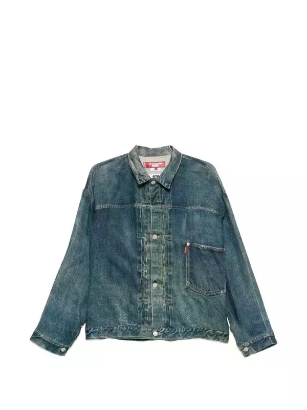 Junya Watanabe Faded-effect Cinch-strap Denim Jacket - Blue