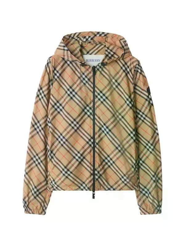 Burberry Check Hooded Jacket - Neutrals