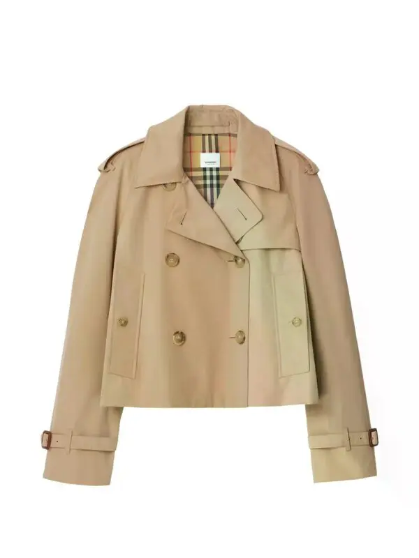 Burberry Cropped Gabardine Mayfair Trench Jacket - Neutrals