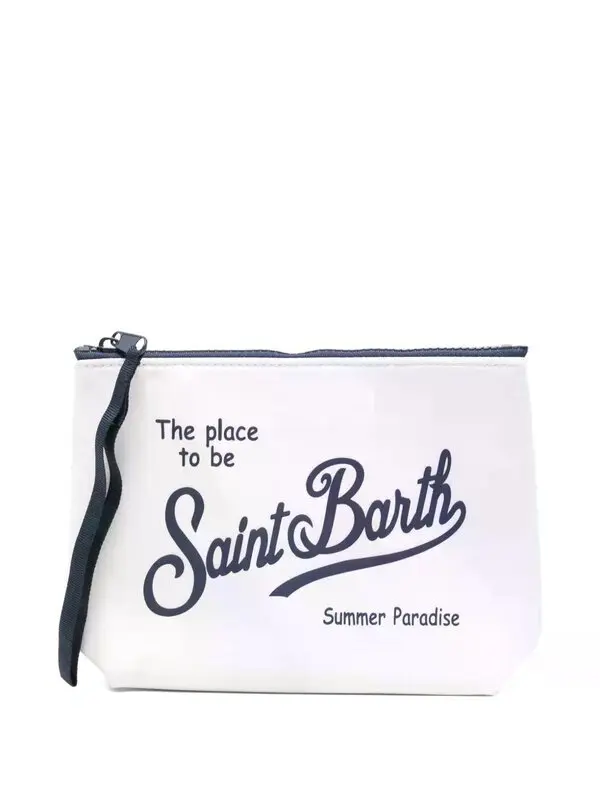 MC2 SAINT BARTH Aline Lettering Makeup Clutch - White
