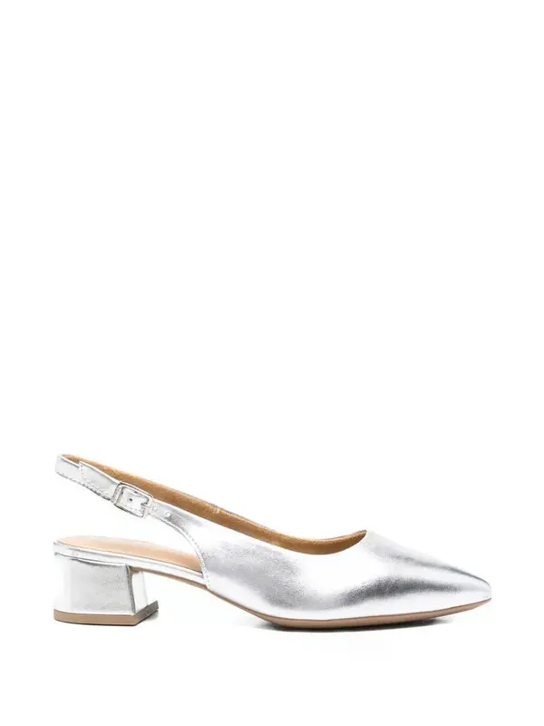 TAMARIS Leather Slingback Pumps - Silver