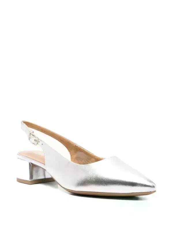 TAMARIS Leather Slingback Pumps - Silver